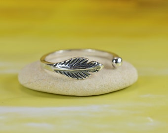 Leaf Toe Ring, Sterling Silver Toe Ring, Toe Ring Silver, Leaf Ring, Boho Toe Ring, Leaf ...