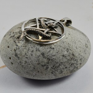 Sterling Silver 925 Snake in Pentagram Circle Pendant in Gift Box - Etsy