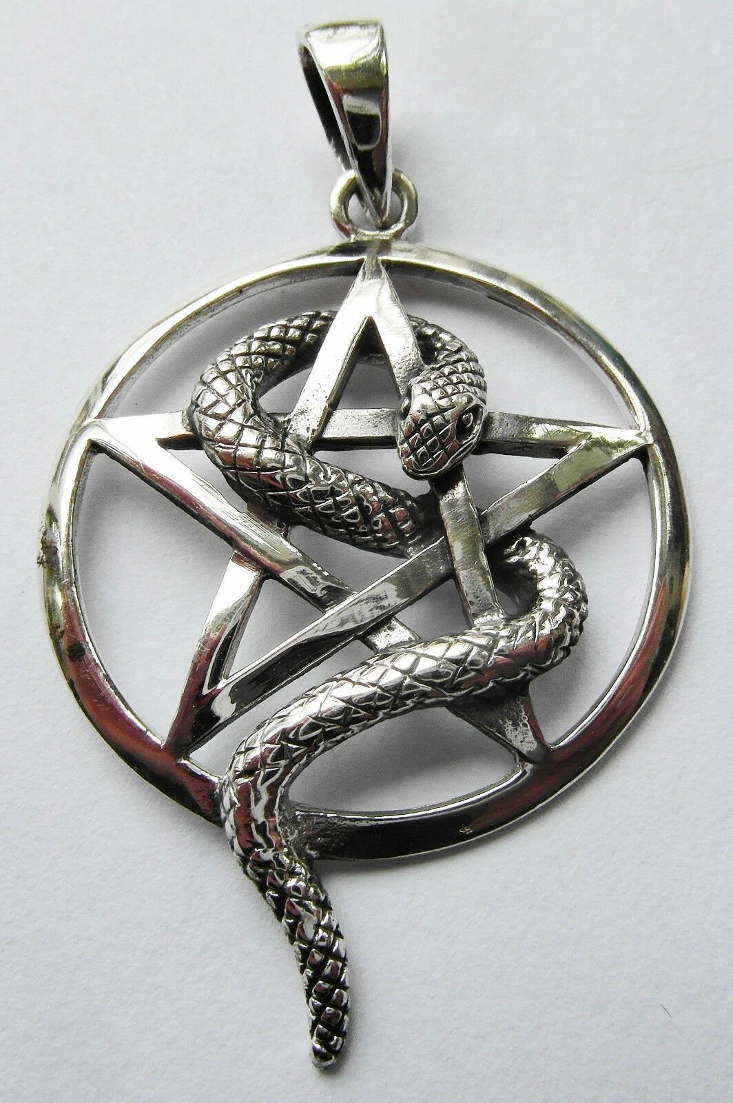 Sterling Silver 925 Snake in Pentagram Circle Pendant in Gift Box - Etsy
