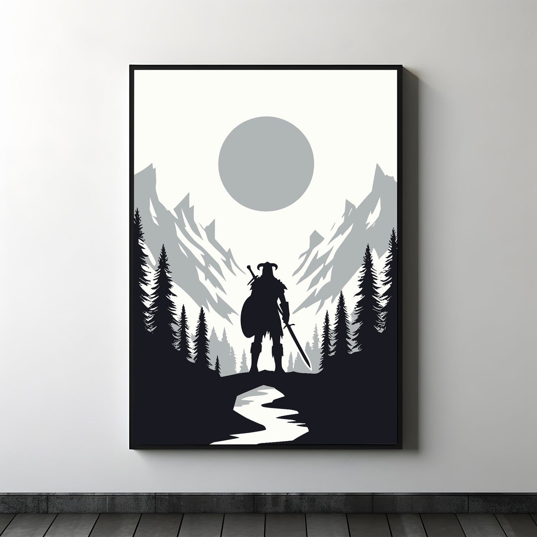 Skyrim Poster, Minimalist, Posters, Gaming Print, Gaming Poster, Video ...