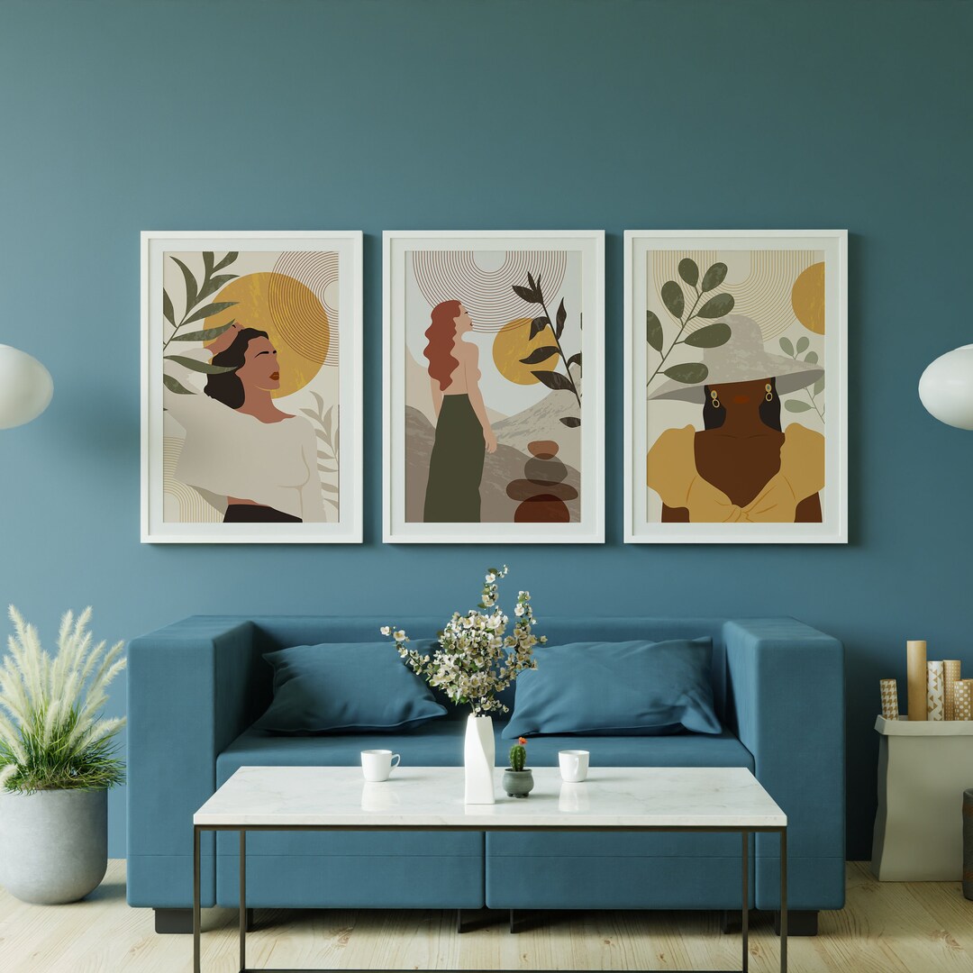 Boho Poster, Abstract Art Set of 3, Gallery Wall Bundle, Set of Three ...