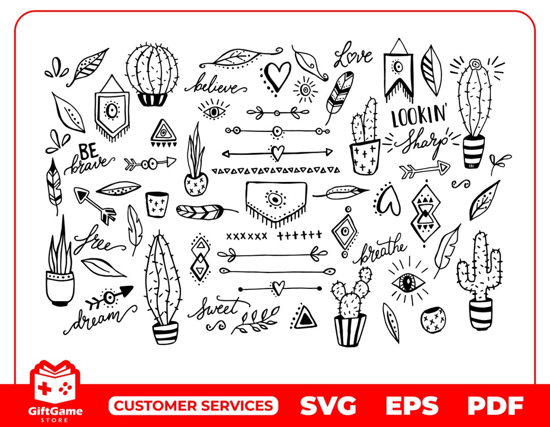 Boho SVG Boho Art EPS PDF File Cut File for Cricut and Cut Machines ...