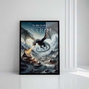 Skyrim Poster, Minimalist, Posters, Gaming Print, Gaming Poster, Video ...