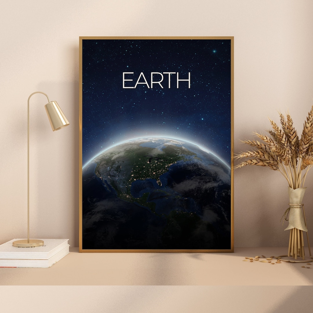 Earth Poster, Solar System Printable, Planet Facts Wall Design, Loft ...