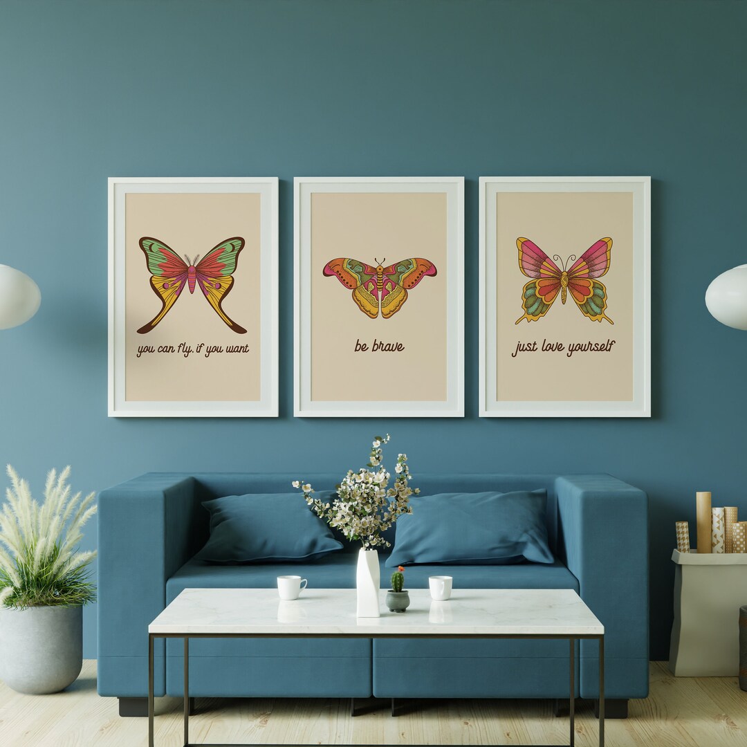 Boho Butterflies Nursery Printable Art Blush Pink Girls - Etsy