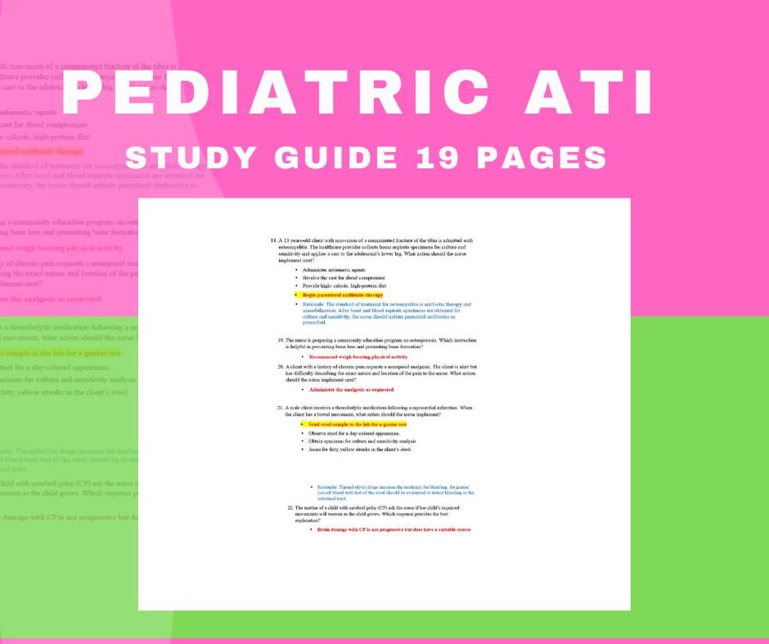 ATI Pediatric Study Notes Review. - Etsy