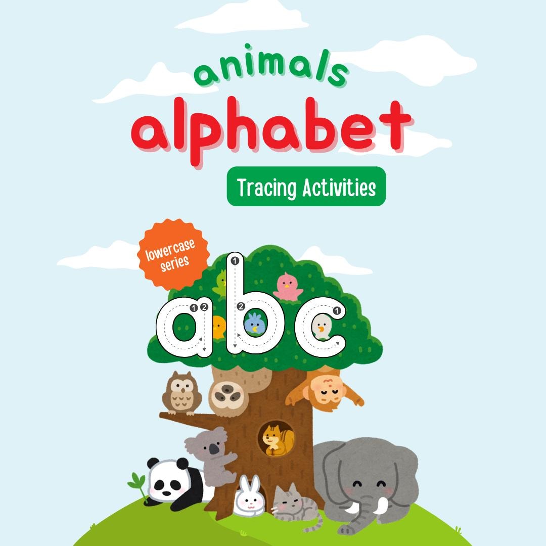 Animals Alphabet Lowercase Tracing Activities Workbook. - Etsy