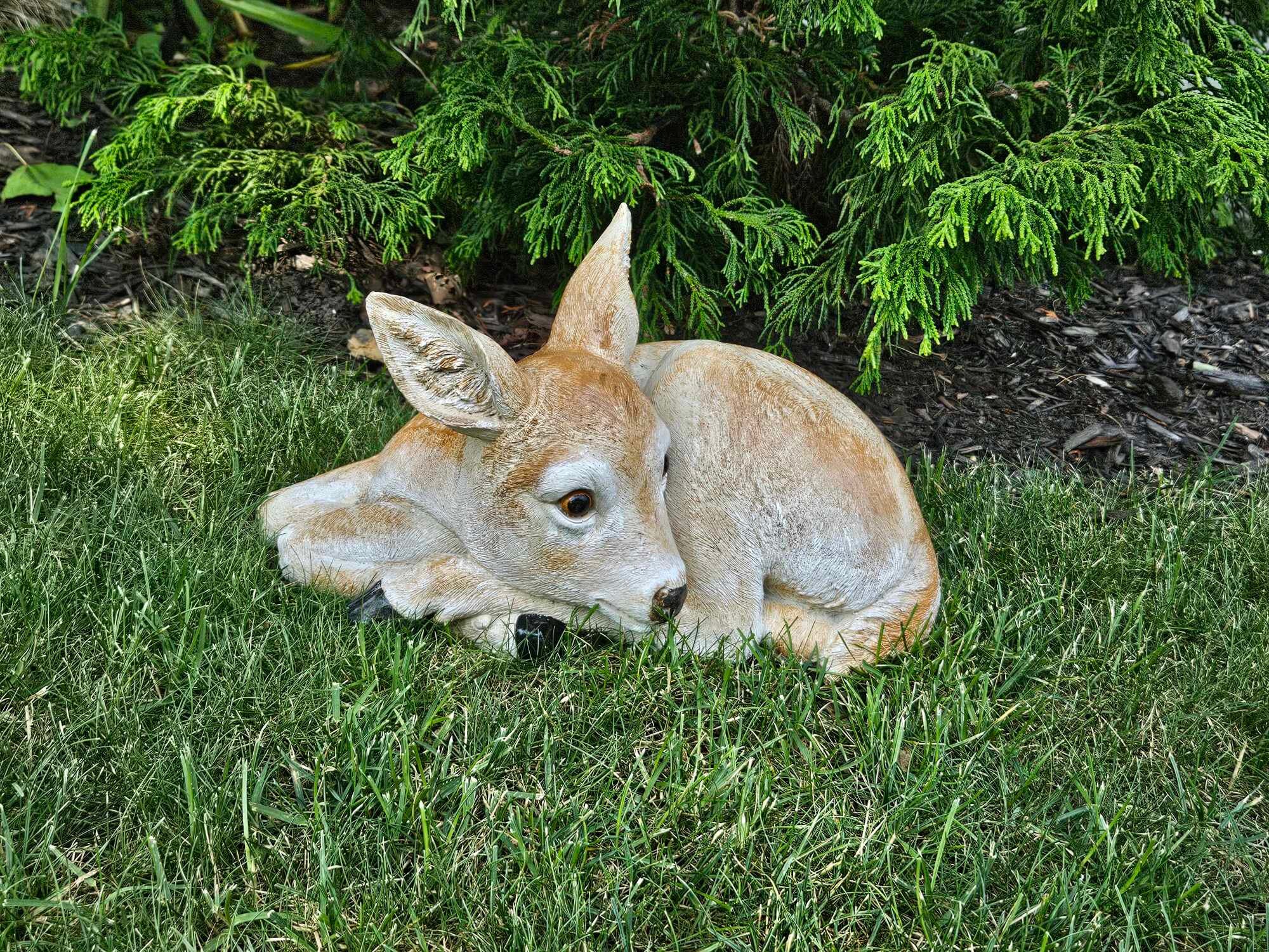 Exquisite Concrete Garden Fawn Deer Statue! Hand Cast and Hand Painted ...