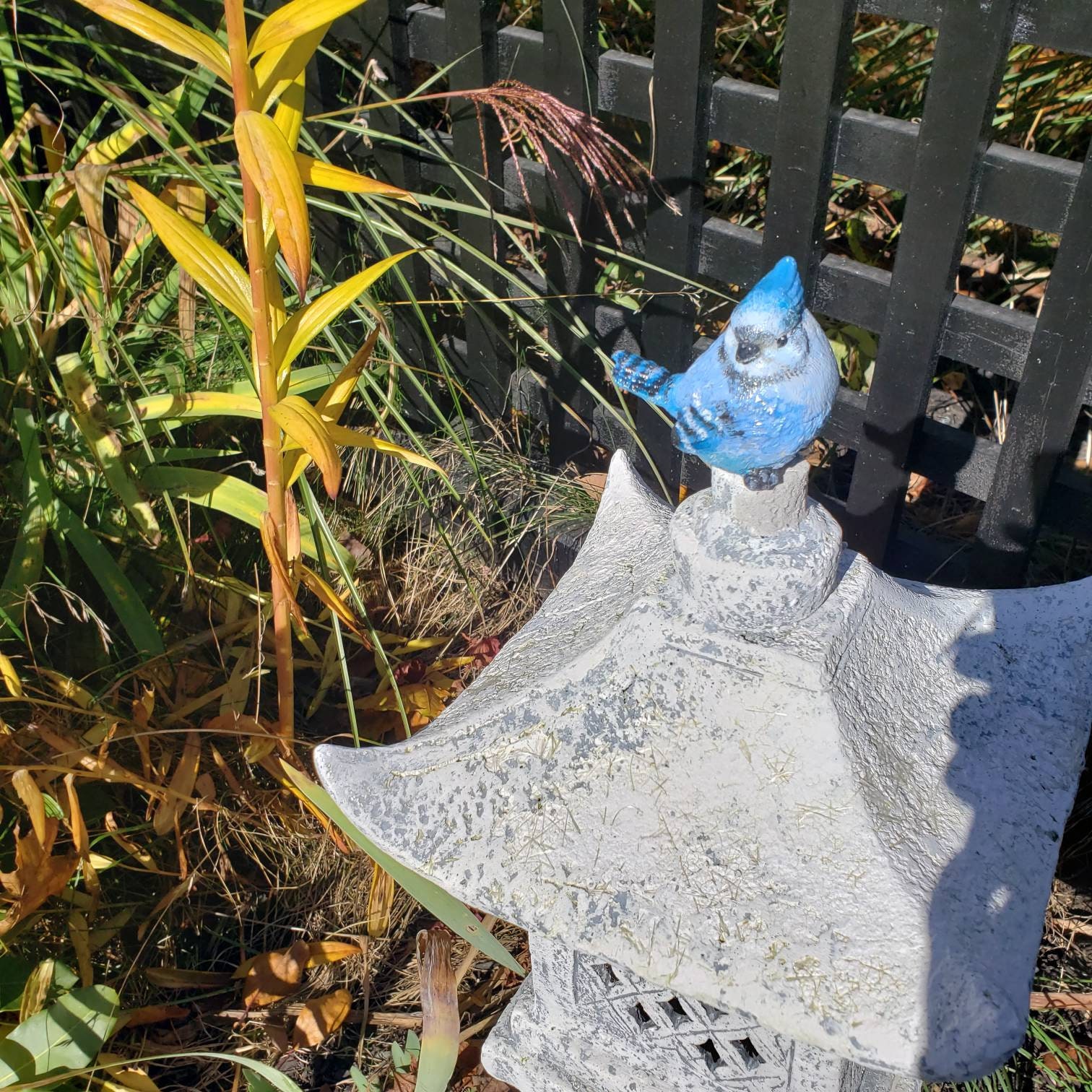 Hand-painted and Hand Cast Concrete Cement Blue Jay Bluebird Bird ...