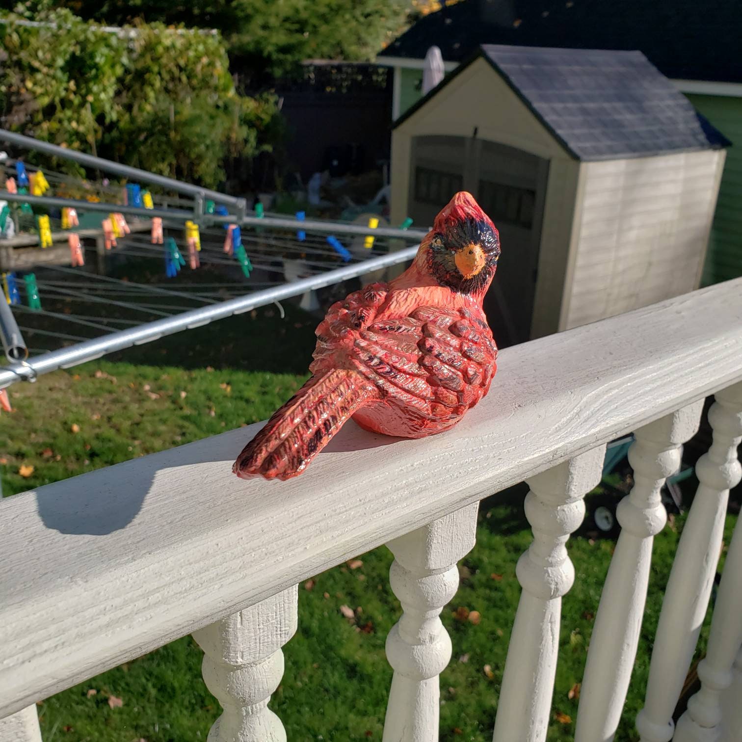 Hand-painted and Hand Cast Concrete Cement Red Cardinal Red Bird Statue ...