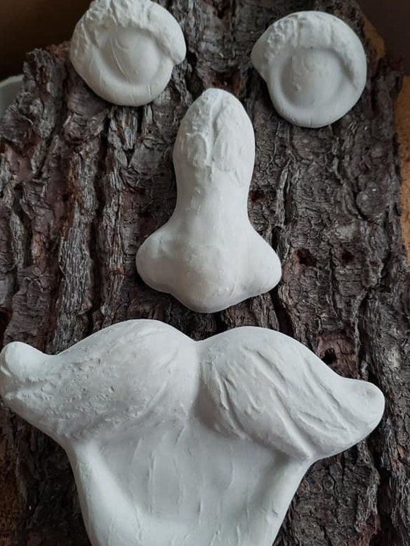 4 Piece Unpainted Hand Crafted Concrete Outdoor Tree Faces. Made in ...