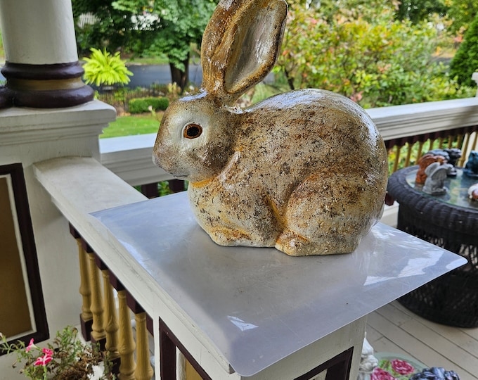 11" Outdoor Bunny Rabbit Garden Concrete Statue Large Yard Sculpture ...
