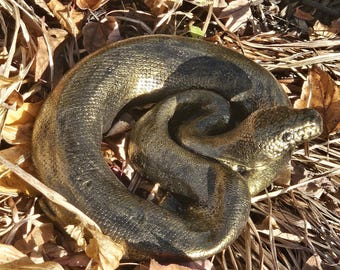 Yard SNAKE Concrete Statue Realistic Rattle Snake, Home Garden Decor ...