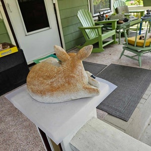 Exquisite Concrete Garden Fawn Deer Statue! Hand Cast and Hand Painted ...