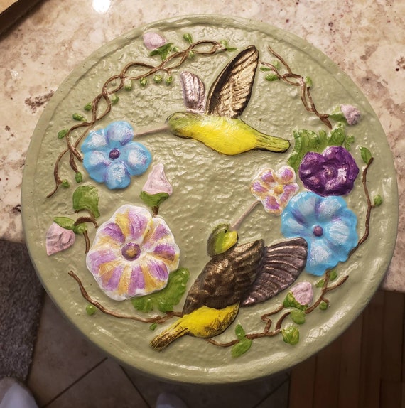 Unique Concrete Stepping Stone With Hummingbird Motif in - Etsy