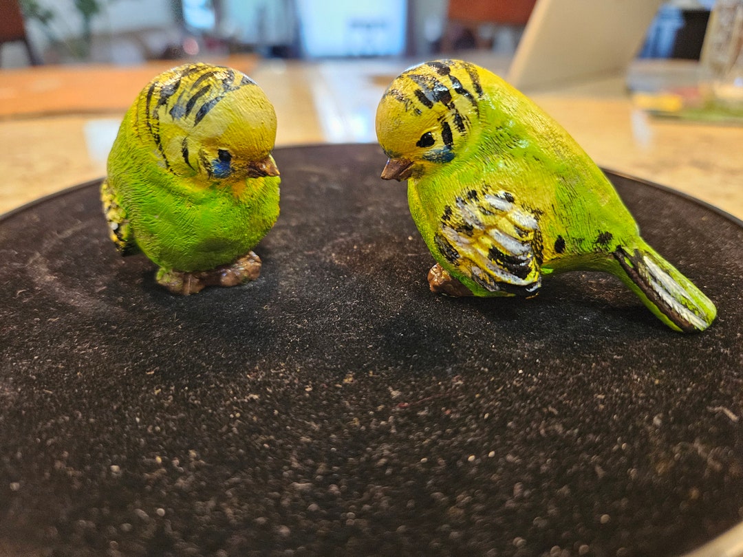 PARAKEETS 2 A Pair of Lovely Hand-painted Hand-crafted Parakeets Indoor ...