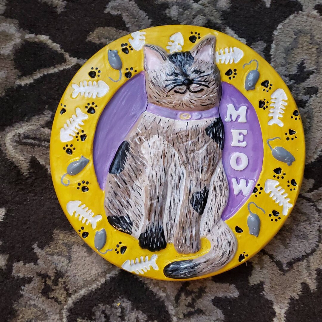 Cat Stepping Stone Statue Solid Concrete! GARDEN Stepping Stone ...