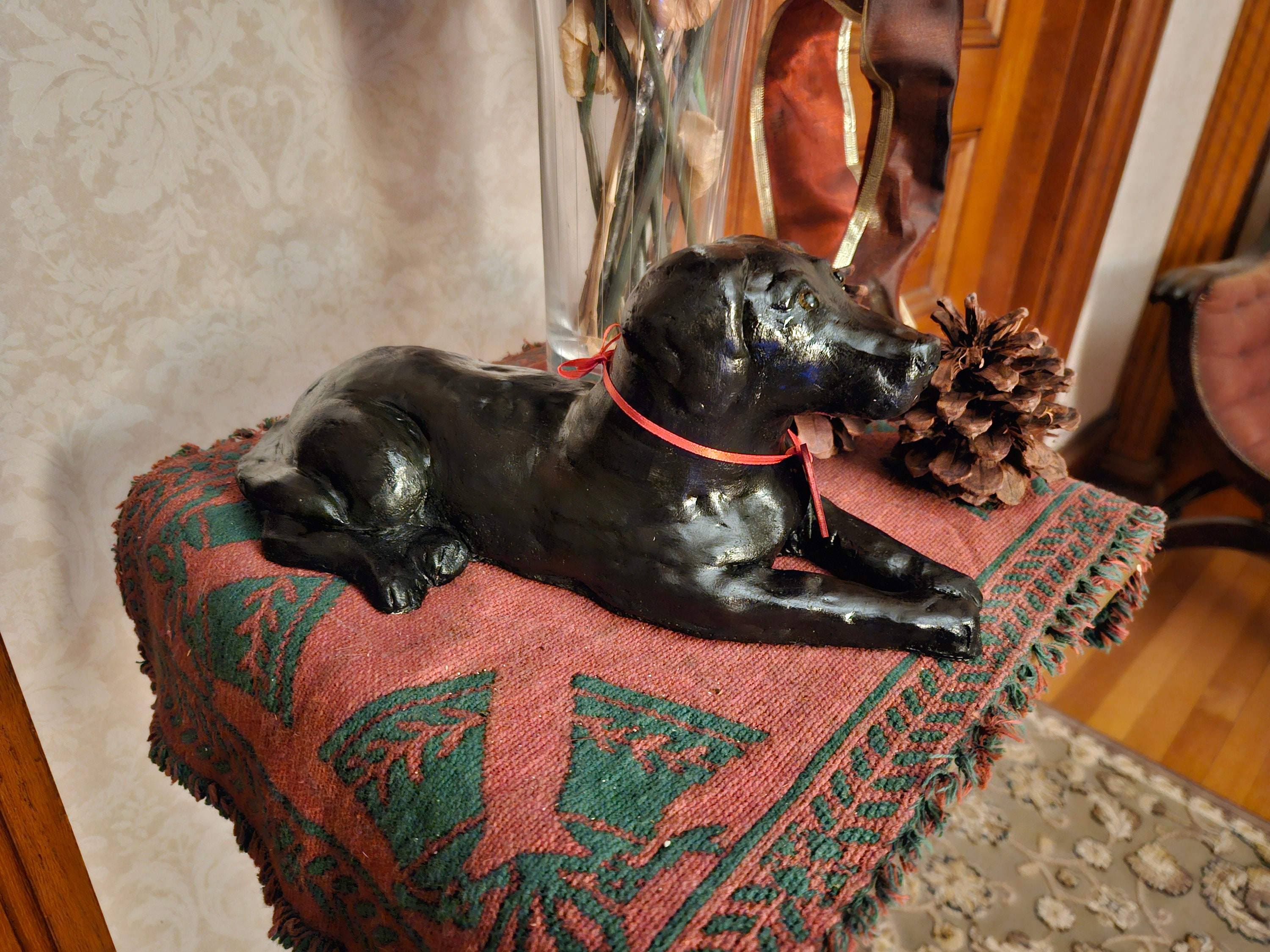 Black Labrador Retriever Dog Concrete Statue Pet Memorial With ...