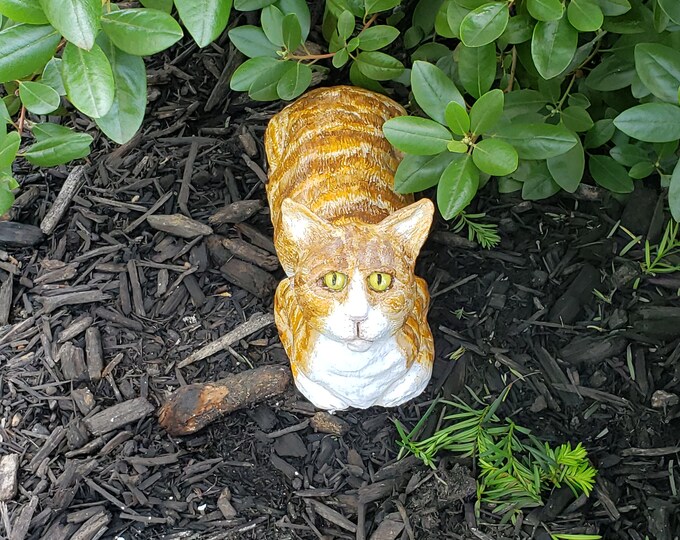 Orange Ginger Tabby Cat Concrete Statue Exquisite Detail Outdoor or ...