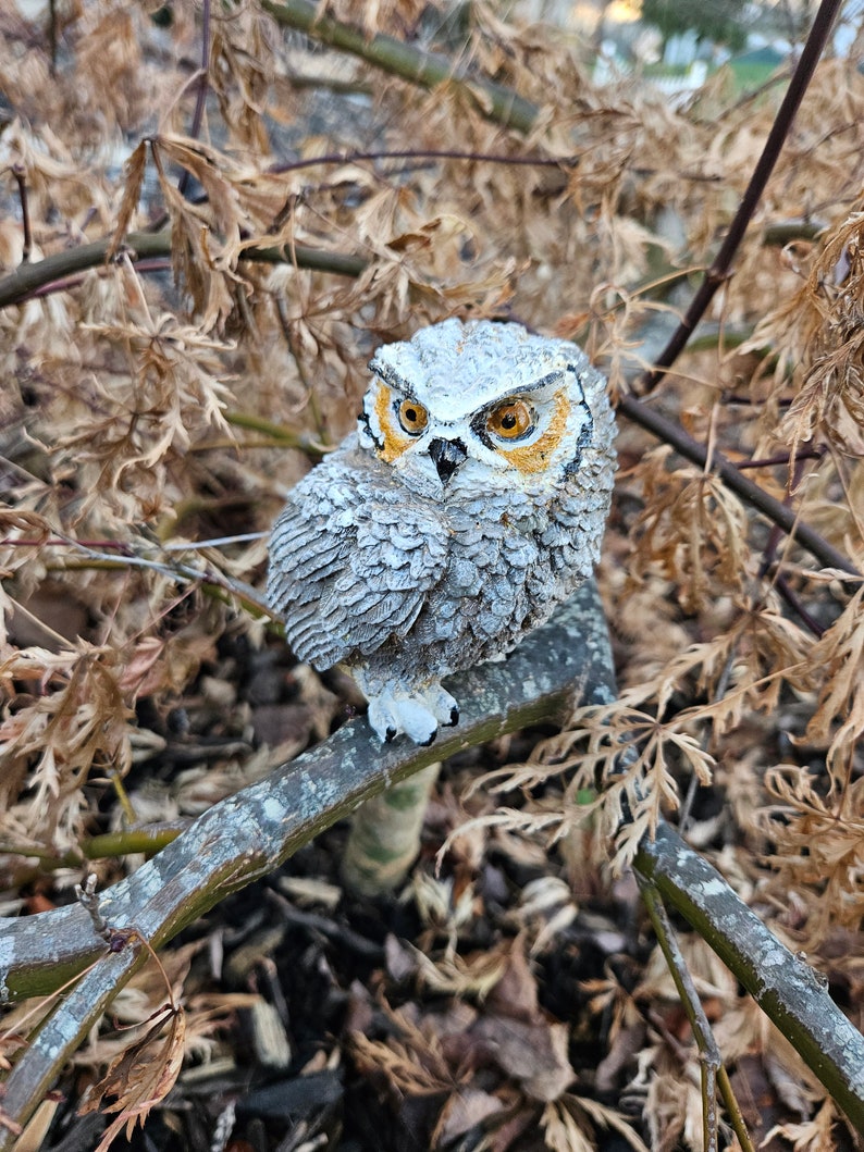 Realistic Owl Statue, Solid Concrete, Hand Cast and Hand-painted ...