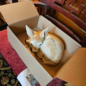 Exquisite Concrete Garden Fawn Deer Statue! Hand Cast and Hand Painted ...