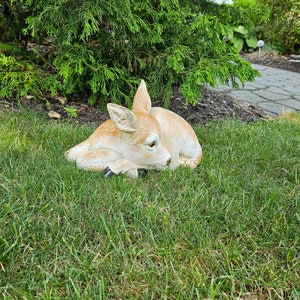 Exquisite Concrete Garden Fawn Deer Statue! Hand Cast and Hand Painted ...