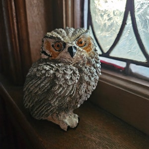 Realistic Owl Statue, Solid Concrete, Hand Cast and Hand-painted ...