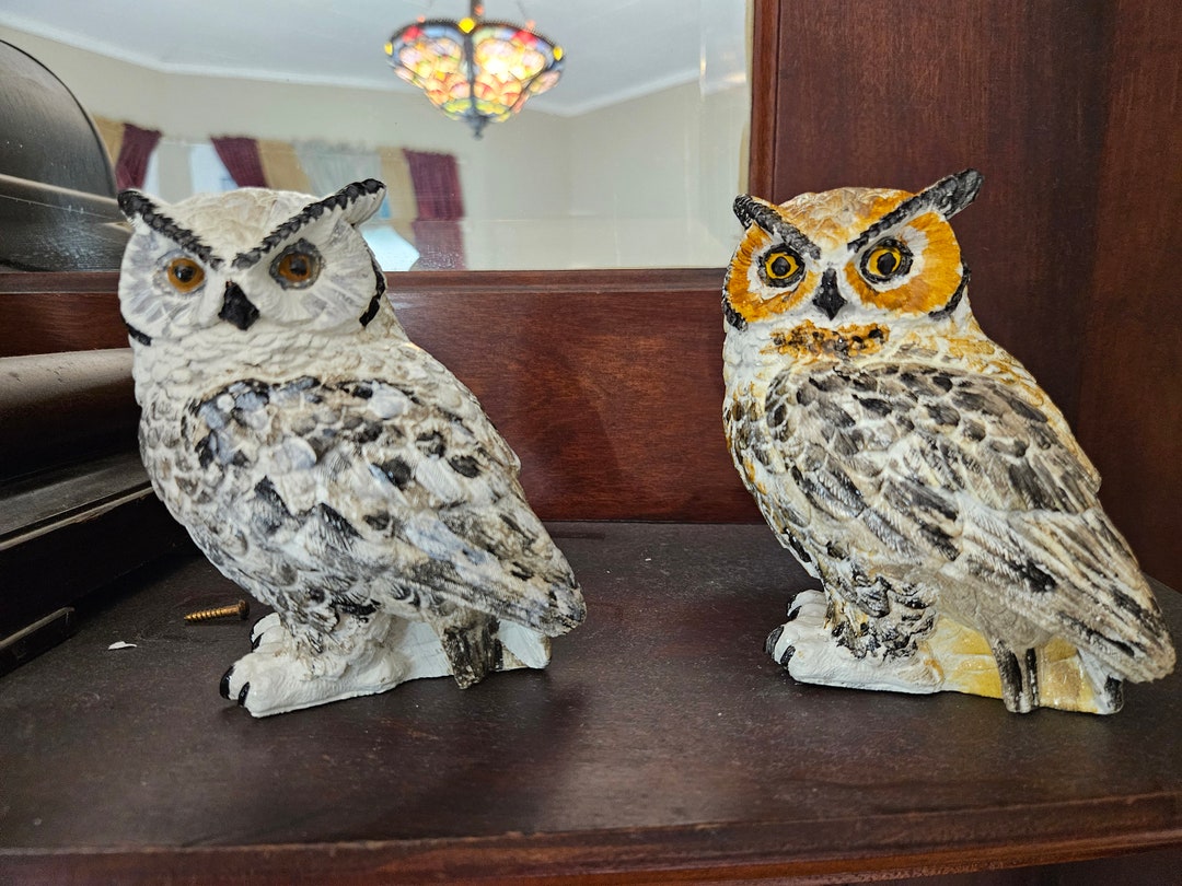 Realistic Owl Statue, Pick Your Color! Solid Concrete, Hand Cast & Hand ...