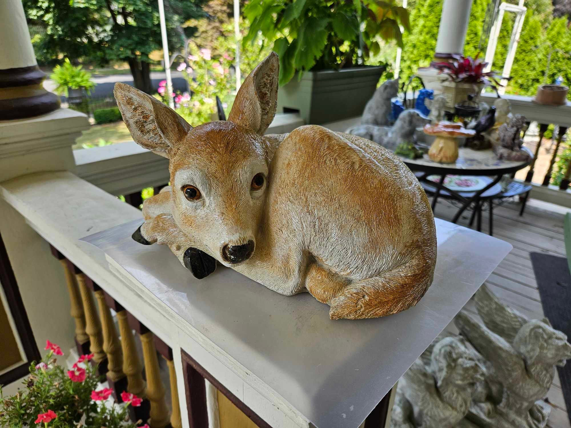 Exquisite Concrete Garden Fawn Deer Statue! Hand Cast and Hand Painted ...