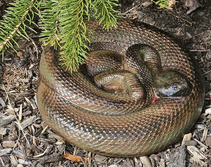 Yard SNAKE Concrete Statue Realistic Rattle Snake, Home Garden Decor ...