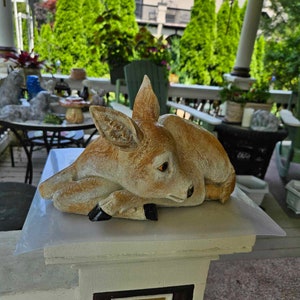 Exquisite Concrete Garden Fawn Deer Statue! Hand Cast and Hand Painted ...
