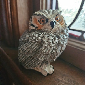 Realistic Owl Statue, Solid Concrete, Hand Cast and Hand-painted ...