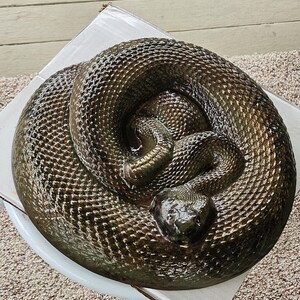 Yard SNAKE Concrete Statue Realistic Rattle Snake, Home Garden Decor ...