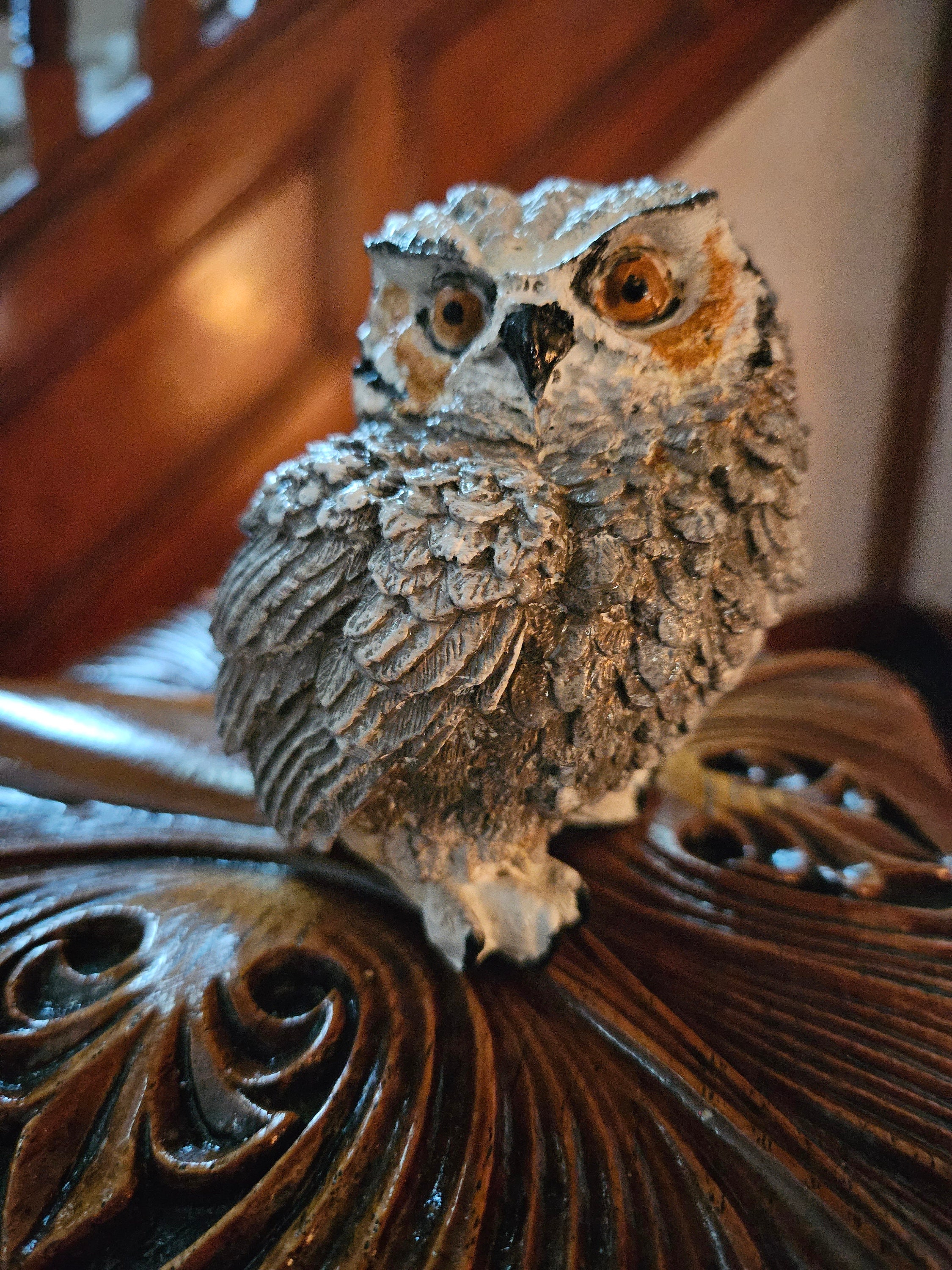 Realistic Owl Statue, Solid Concrete, Hand Cast and Hand-painted ...