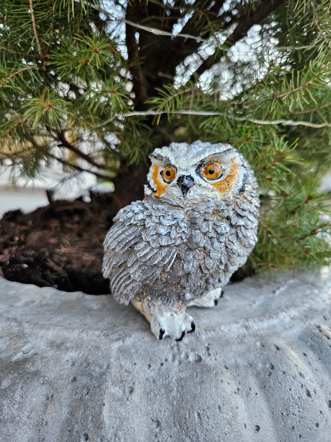 Realistic Owl Statue, Solid Concrete, Hand Cast and Hand-painted ...
