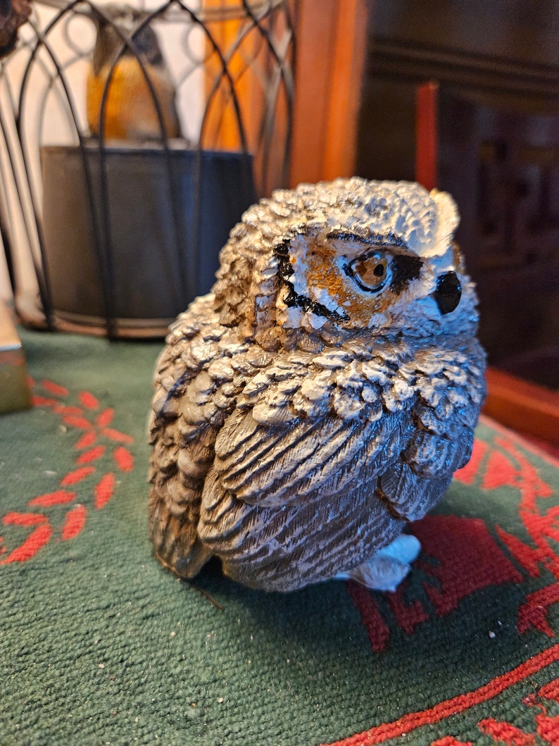 Realistic Owl Statue, Solid Concrete, Hand Cast and Hand-painted ...