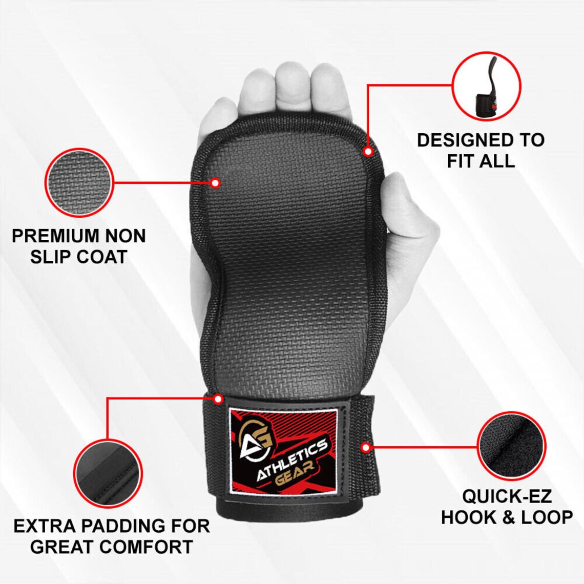 Weight Lifting Rubber Pads Gym Straps Neoprene Wrist Support Grips ...