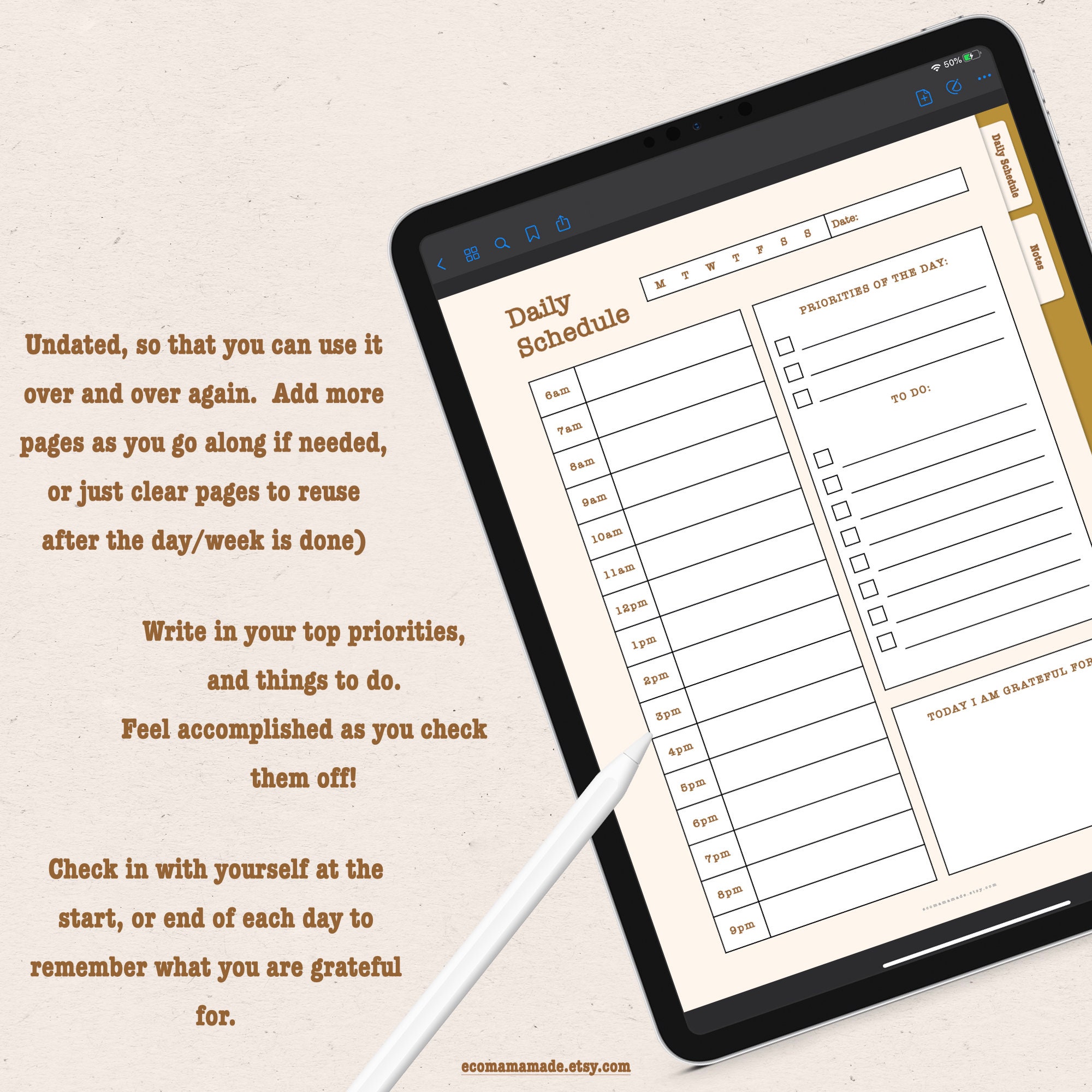 Daily Digital Planner & Notebook/simple Daily Planner/daily Planner ...