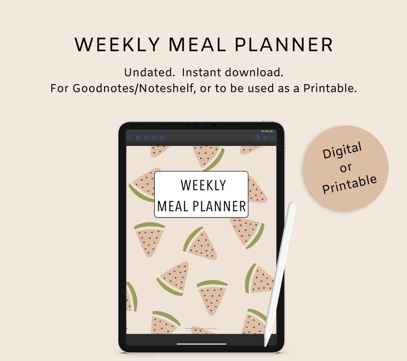 Weekly Meal Planner/meal Planner/digital Weekly Meal Planner/digital ...