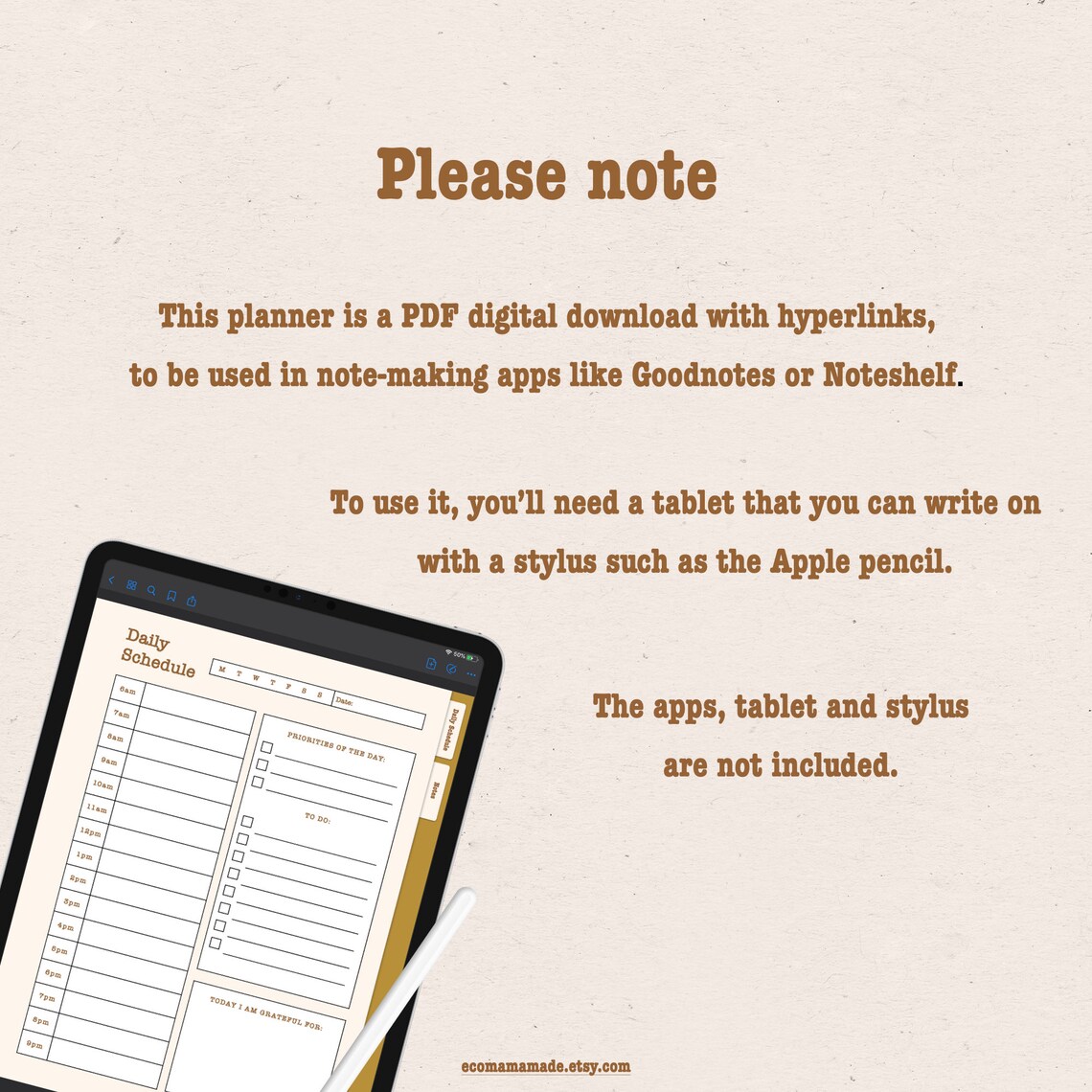 Daily Digital Planner & Notebook/simple Daily Planner/daily Planner ...
