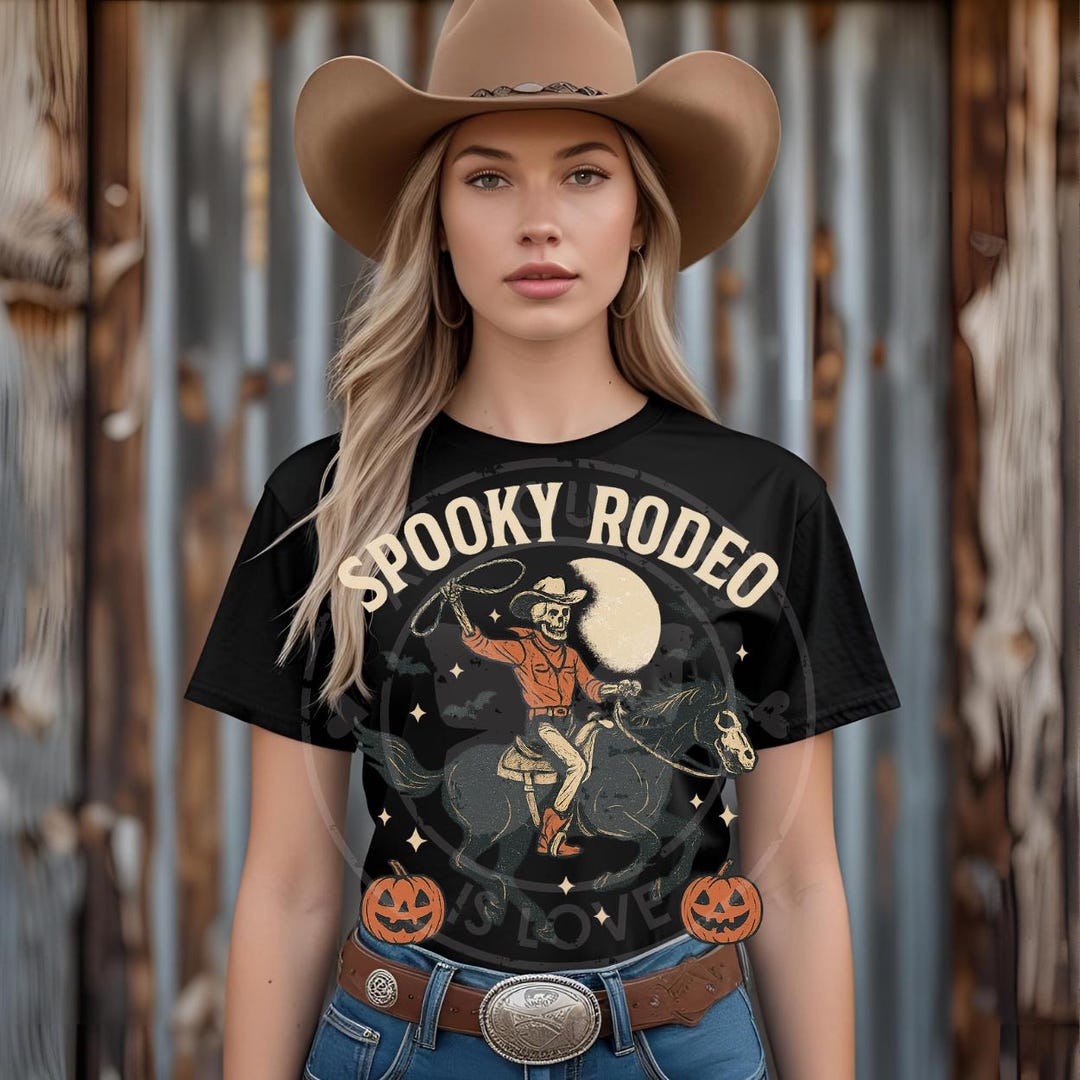 Spooky Rodeo PNG | Vintage Halloween Cowboy Skeleton Clipart | Western ...
