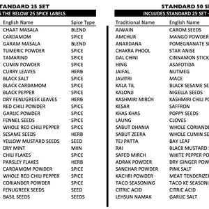 Masala Spice Labels Indian Spice Labels Pakistani Spice Labels Modern ...