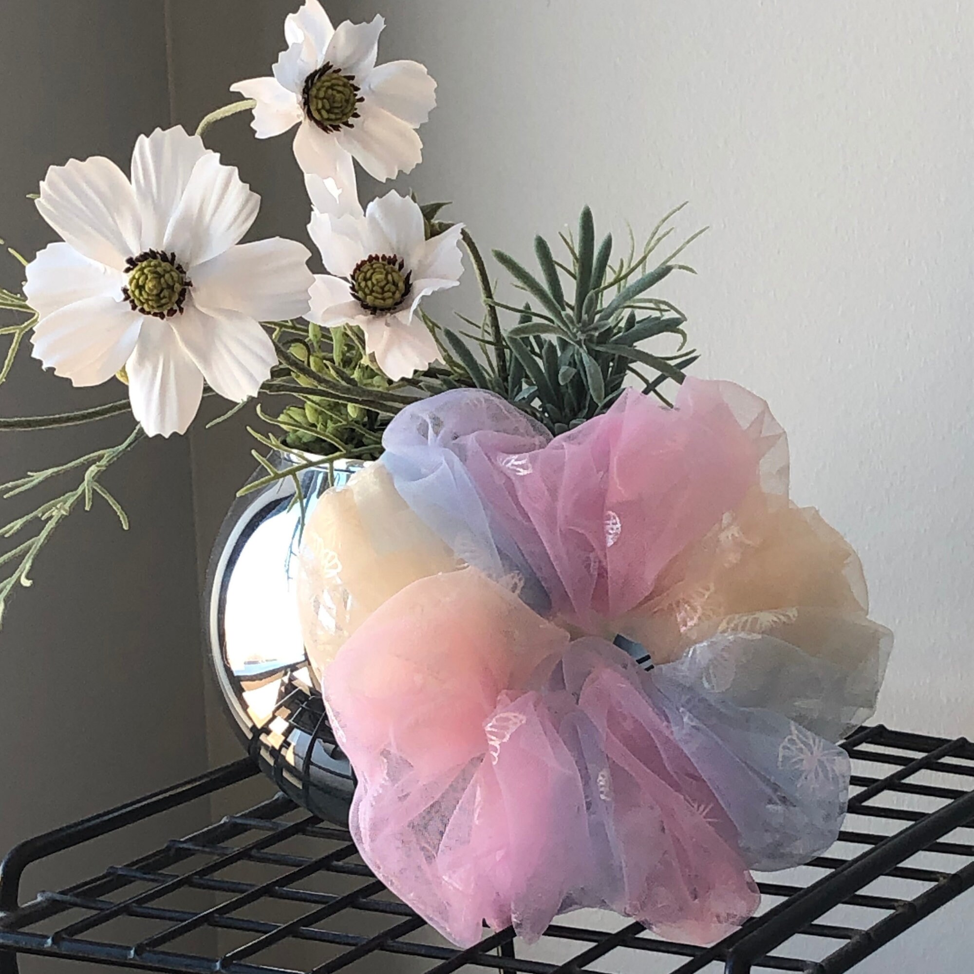 Pastel Rainbow Scrunchie, Butterfly Mesh Scrunchie, Iridescent ...