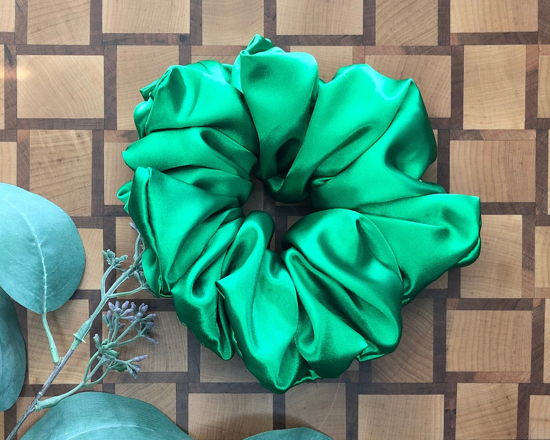 Green Scrunchie, Satin Scrunchie, Green Scrunchy, Christmas Green ...