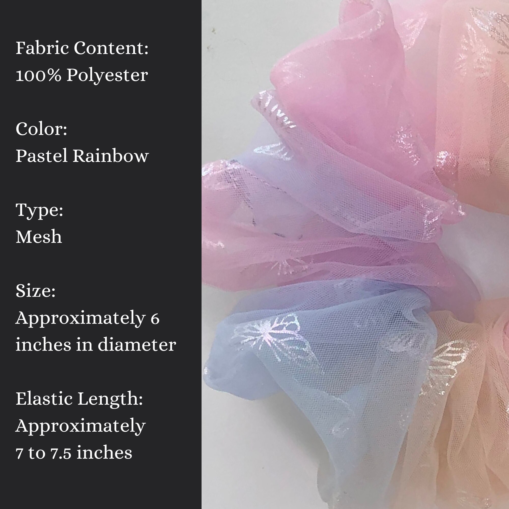 Pastel Rainbow Scrunchie, Butterfly Mesh Scrunchie, Iridescent ...