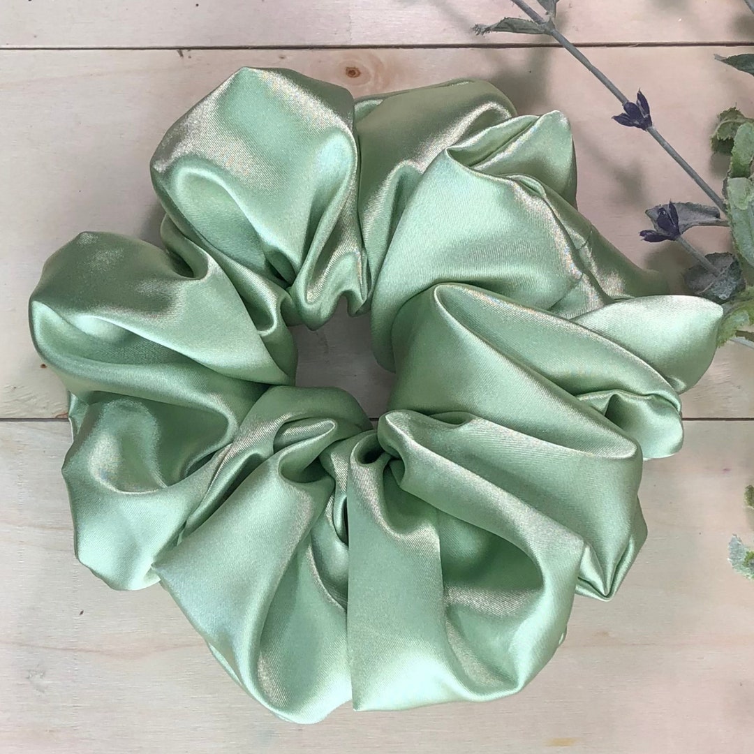 Mint Green Scrunchie, Green Satin Scrunchy, Silky Scrunchie, Hair Tie ...