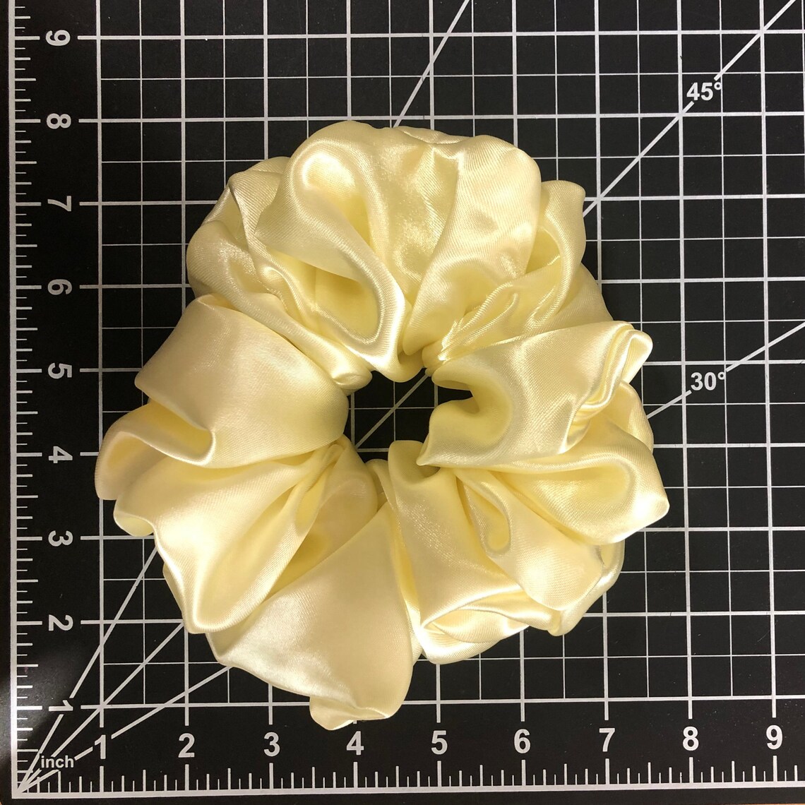 Yellow Scrunchie, Light Yellow Satin Scrunchy, Silky Scrunchie, Hair ...