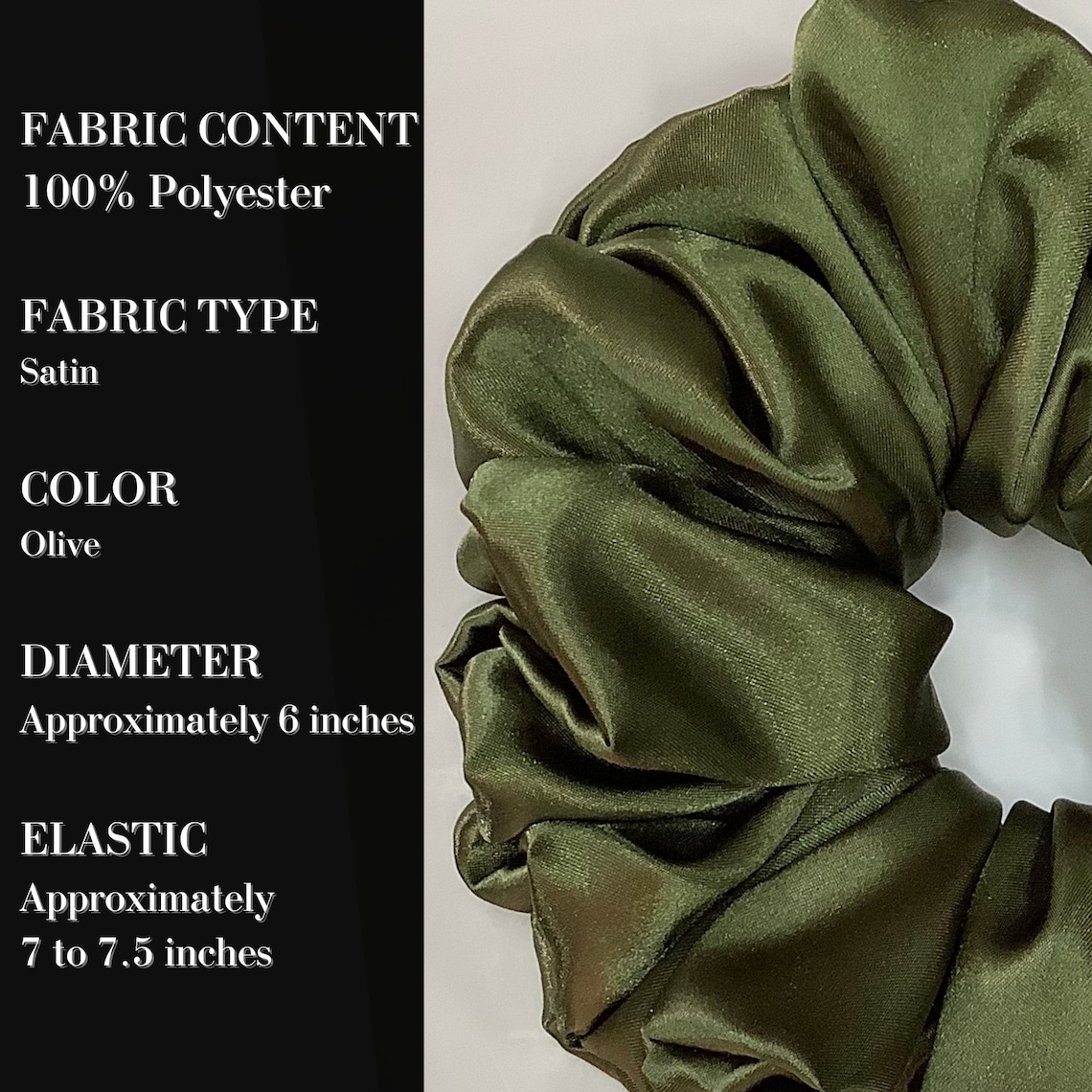 Olive Green Scrunchie, Olive Scrunchie, Satin Scrunchy, Silky Scrunchie ...