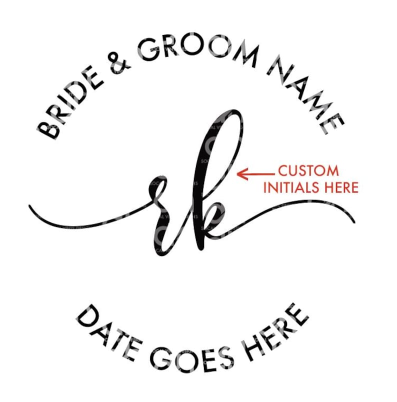 Wedding Monogram With Names and Date SVG, Custom Floor Decal Logo, Initials, Printable Wedding ...