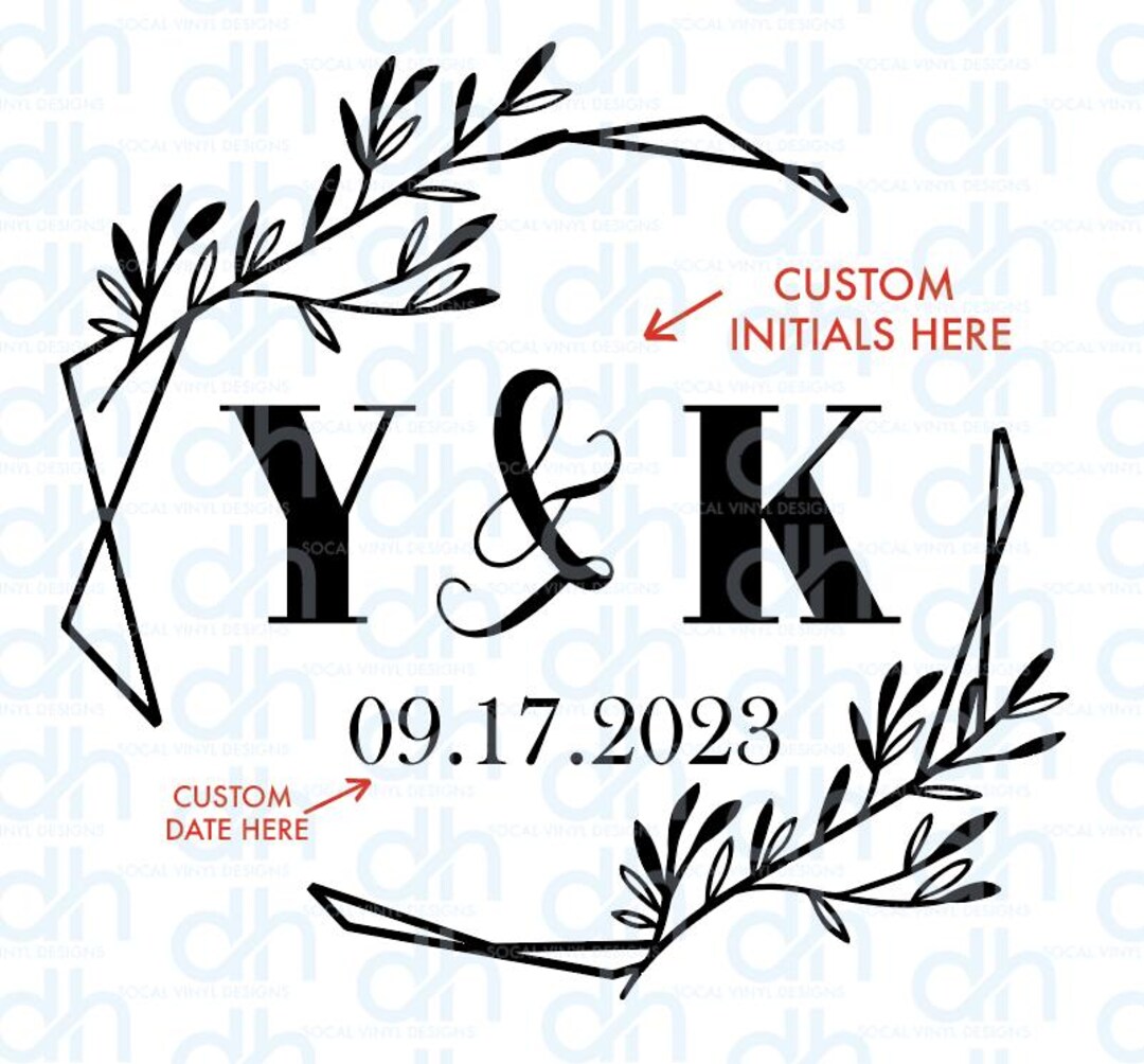 Custom Wedding Monogram SVG Template, Editable Initials and Date ...